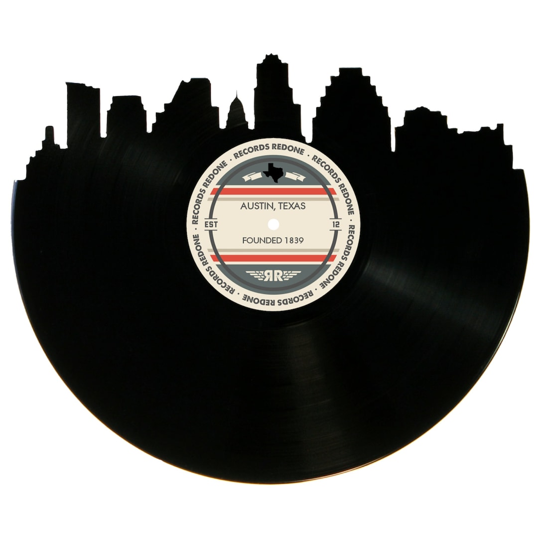 Austin Skyline Vinyl Record Art: Unique Upcycled Wall Decor - Etsy