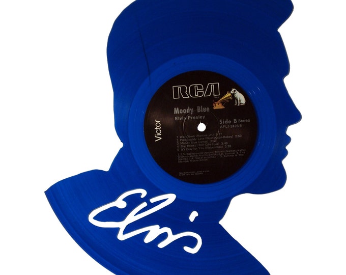 Blue Vinyl Elvis Silhouette Vinyl Record Art - Etsy