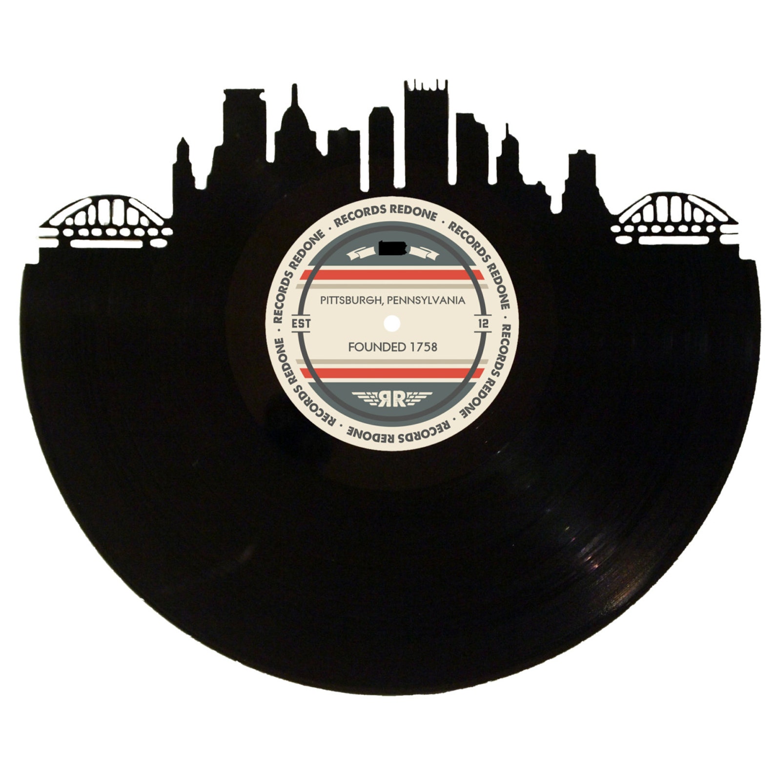 Pittsburgh Skyline Records Redone Label Vinyl Record Wall Art - Etsy