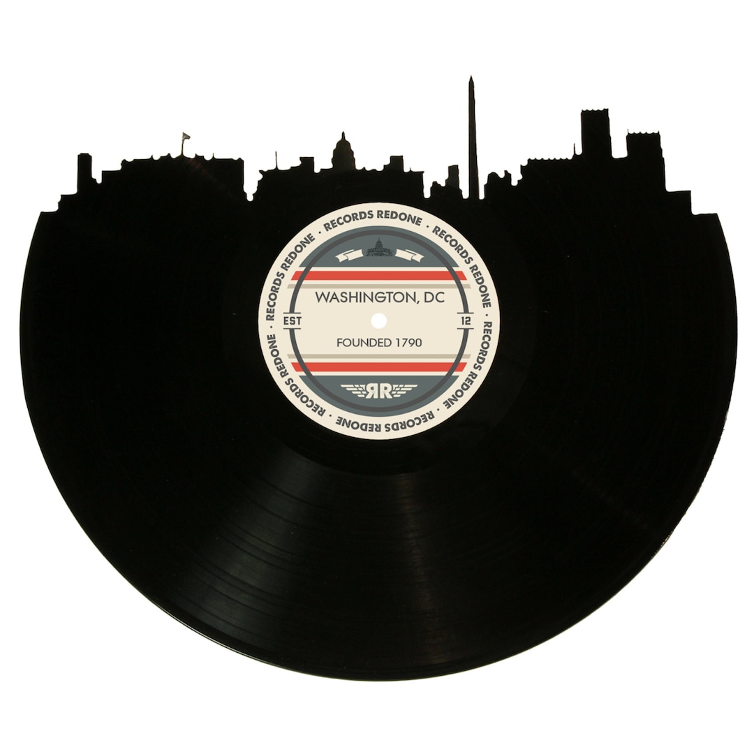 Washington DC Skyline Vinyl Record Art - Unique Upcycled Wall Decor - Etsy