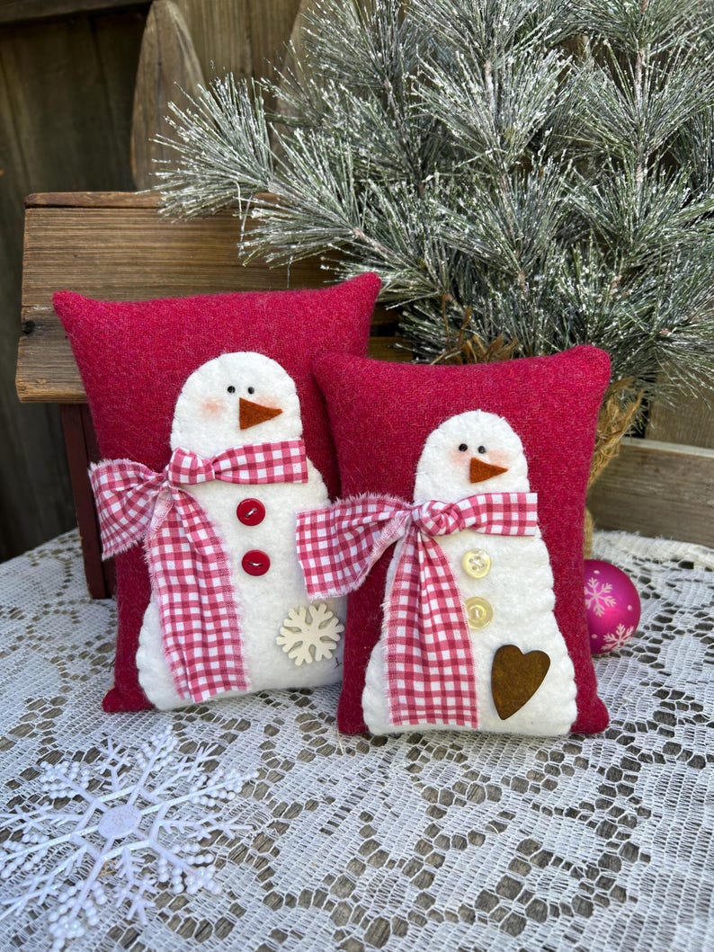 PDF* WINTER LOVE* Snowman 2 Sizes Pillows- #234-B - Handmade - Tiered ...