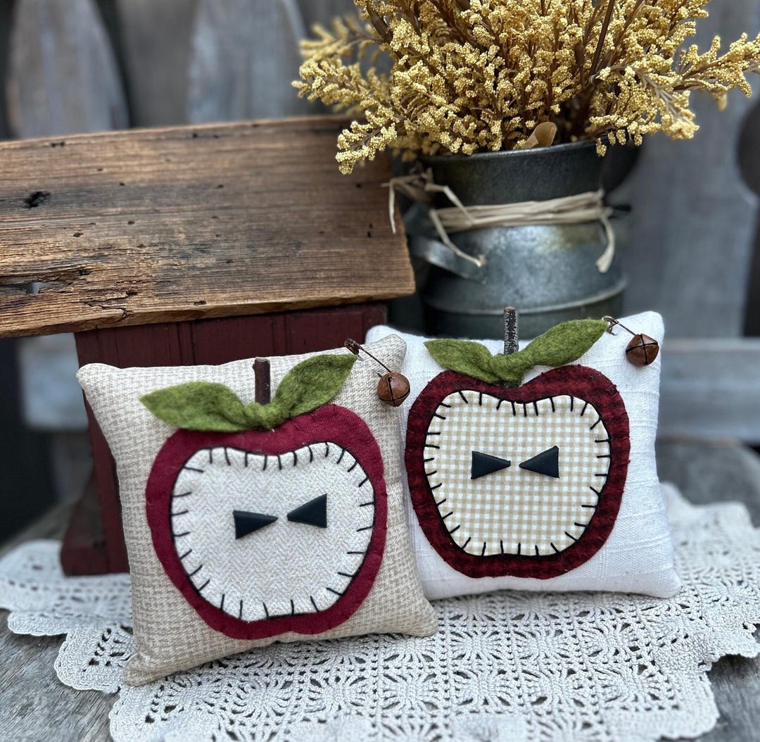 APPLE PILLOW - SMALL -summer Tiered Tray Decor - Shelf Sitter -bowl ...