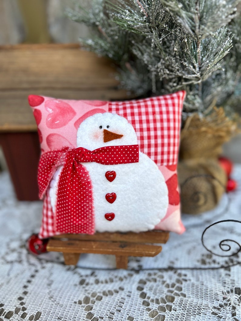 PDF* SNOWMAN VALENTINE* #247 - Small Pillow Pattern - Winter Digital ...