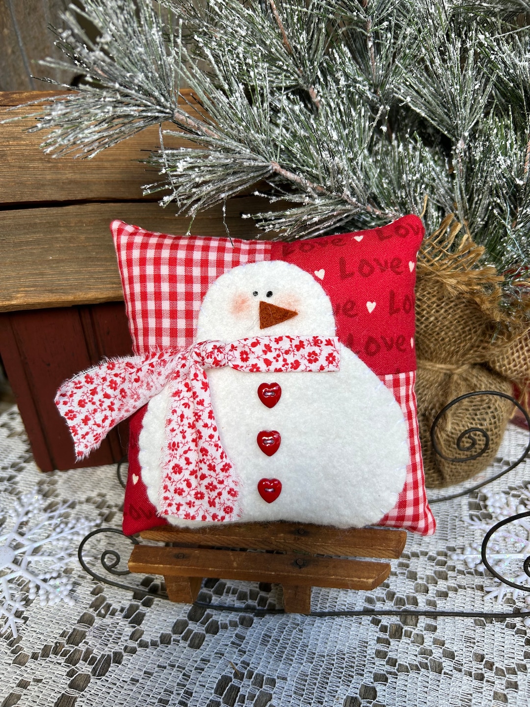 PDF* SNOWMAN VALENTINE* #247 - Small Pillow Pattern - Winter Digital ...