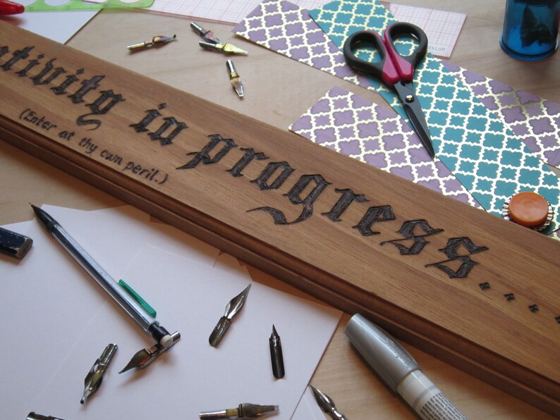 Creativity in Progress | Wooden Warning Sign - Etsy
