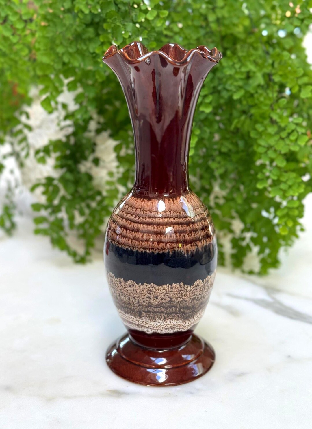 Vintage Royal Haeger Studio Pottery Vase - Reddish Brown Drip Glaze Art ...