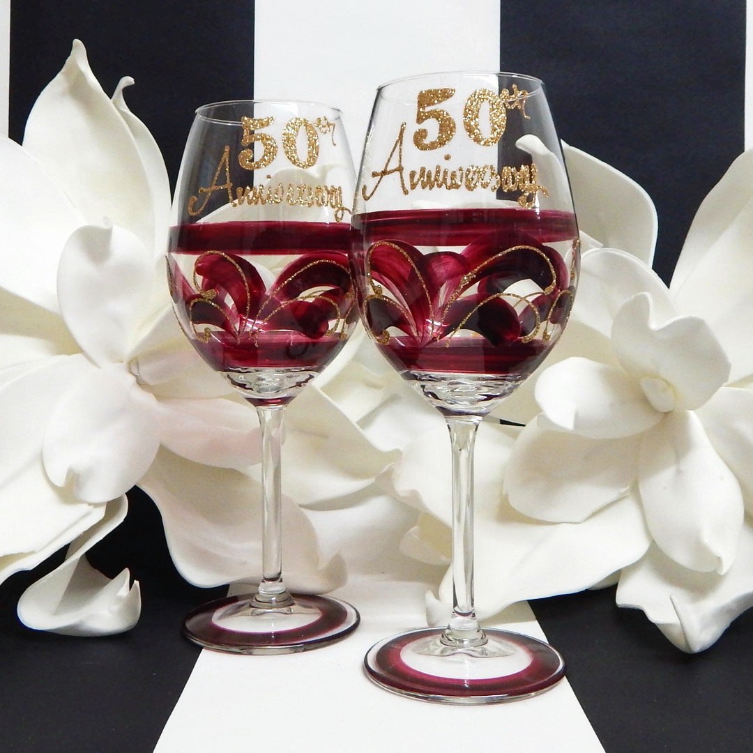 50th Anniversary Glass Gift Set - Etsy