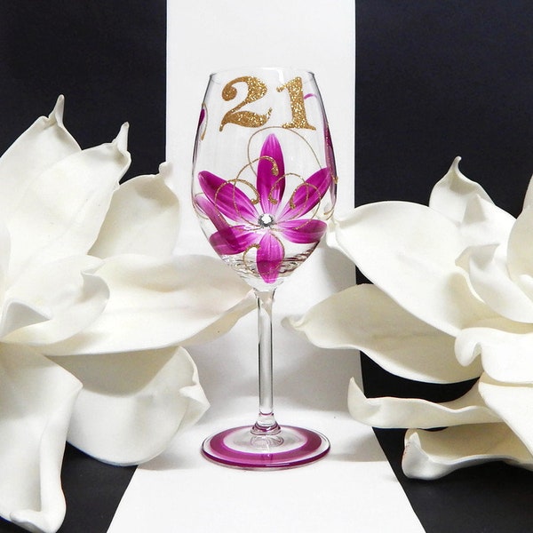 21st Birthday Wine Glass - Etsy