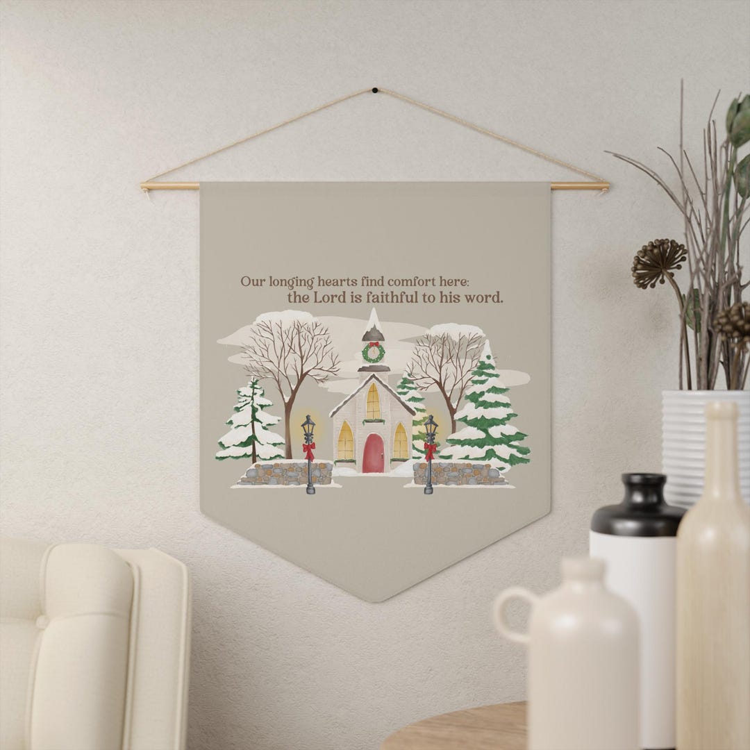 Faithful to His Word Country Church Christmas Decor Pennant Scripture ...