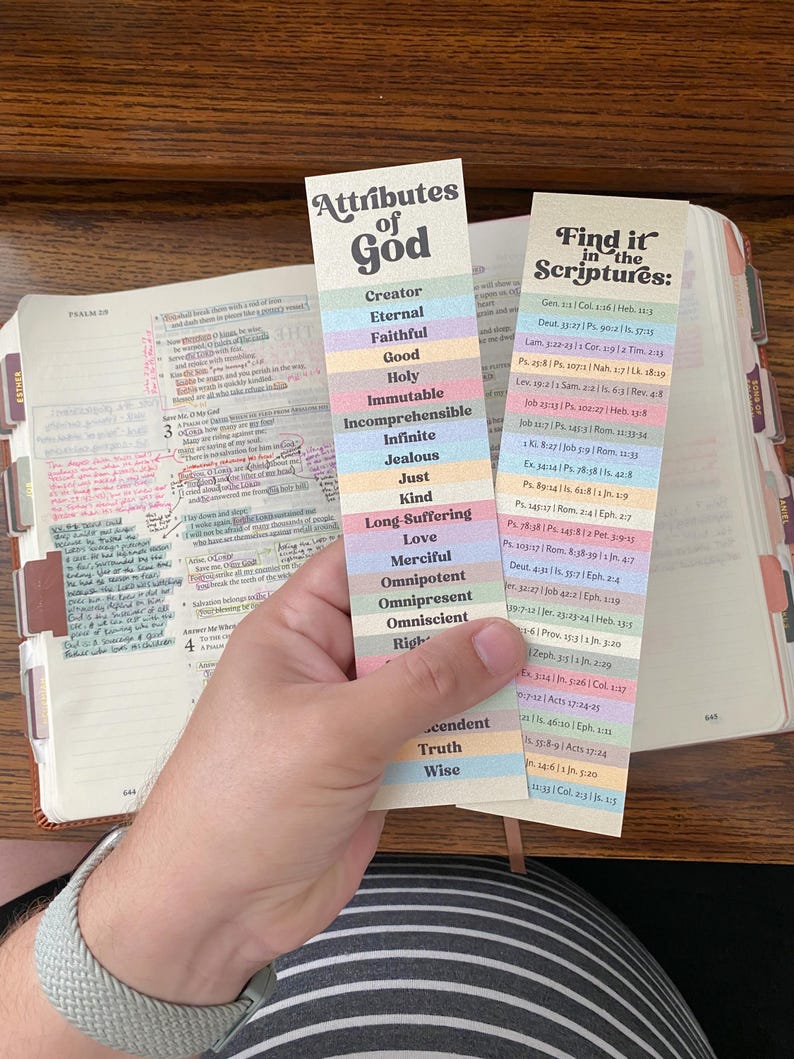 Two-sided Attributes of God Bookmark | Bible Study Reference Tool - Etsy