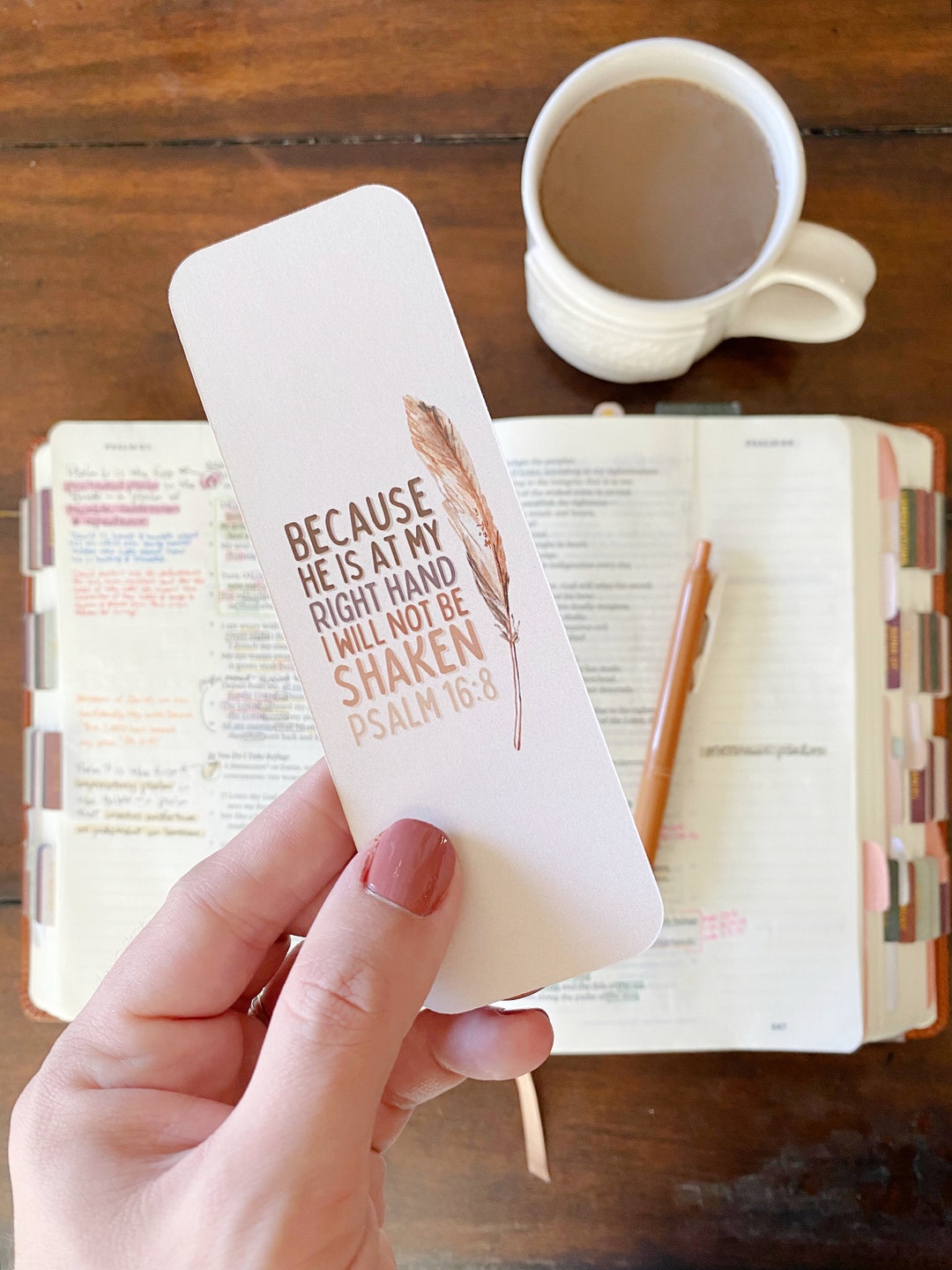 SET OF 2 Bookmarks Scripture Bible Verse Psalms Bird Feather Watercolor ...