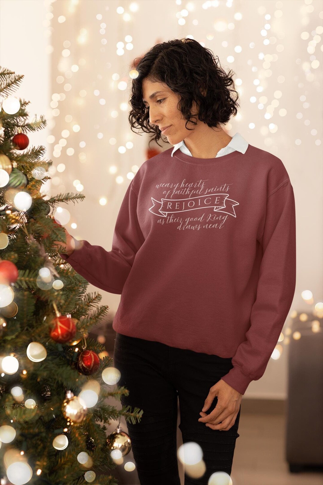 Weary Hearts Rejoice Christmas Comfort Colors Crewneck Sweatshirt Bible ...
