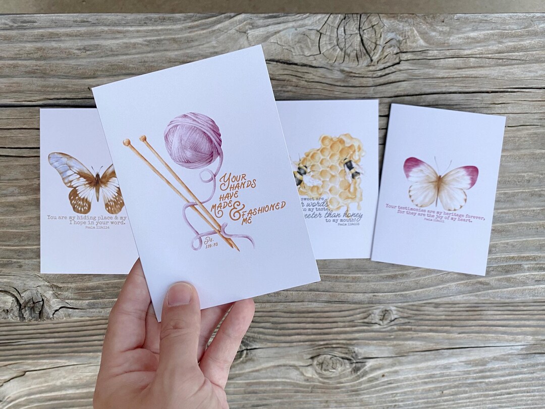 4-pack Christian Cards Blank Inside Psalm 119 Bible Verse Card ...