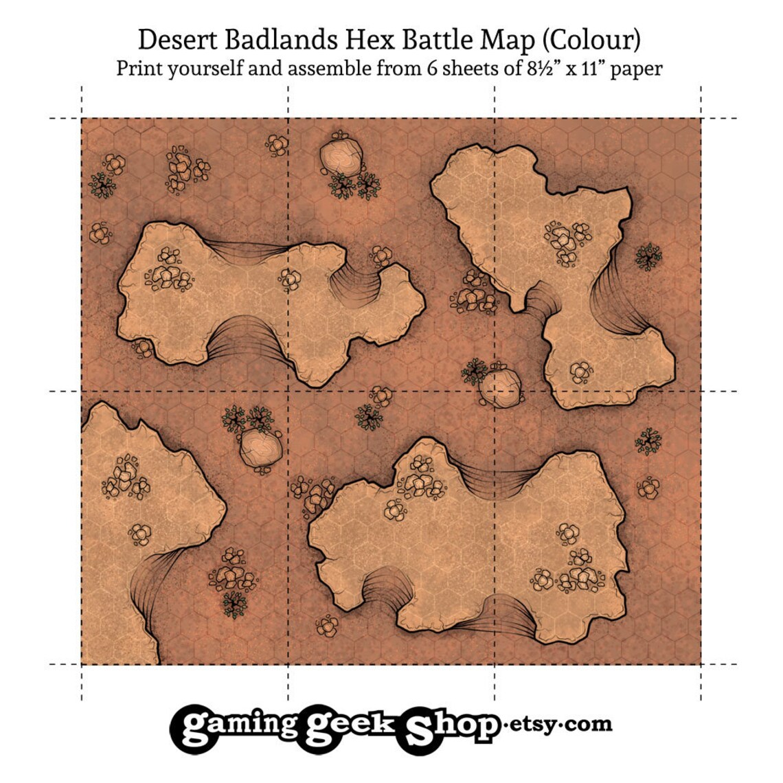 Desert Badlands Digital Download Printable Tabletop Gaming TTRPG Hex ...
