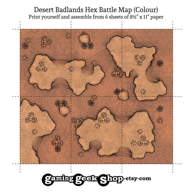 Desert Badlands Digital Download Printable Tabletop Gaming TTRPG Hex ...