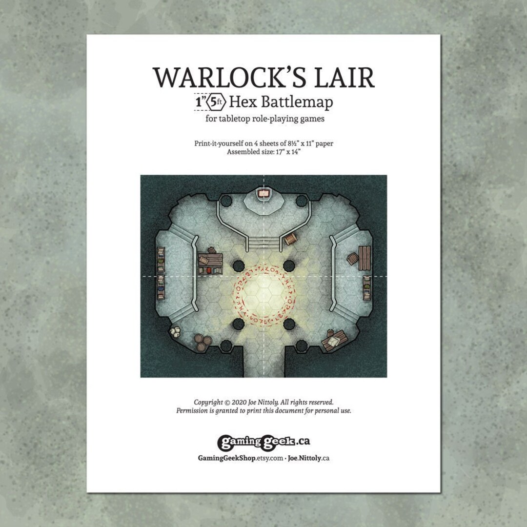 Warlock's Lair Digital Download Printable Tabletop TTRPG Hex Battle Map ...