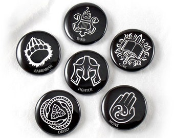Set of 12 Fantasy Roleplaying RPG Class Symbol Buttons Colour | Etsy Canada
