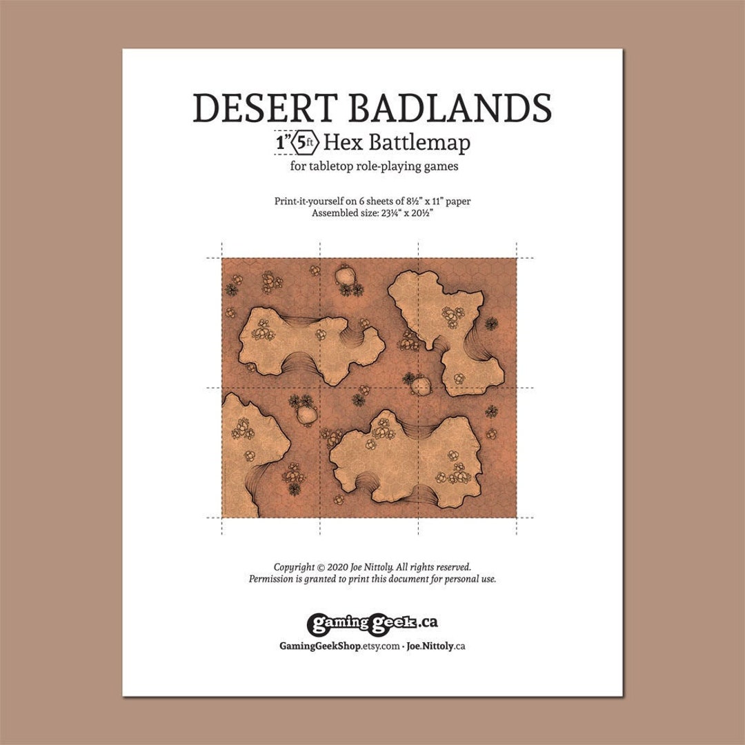 Desert Badlands Digital Download Printable Tabletop Gaming TTRPG Hex ...