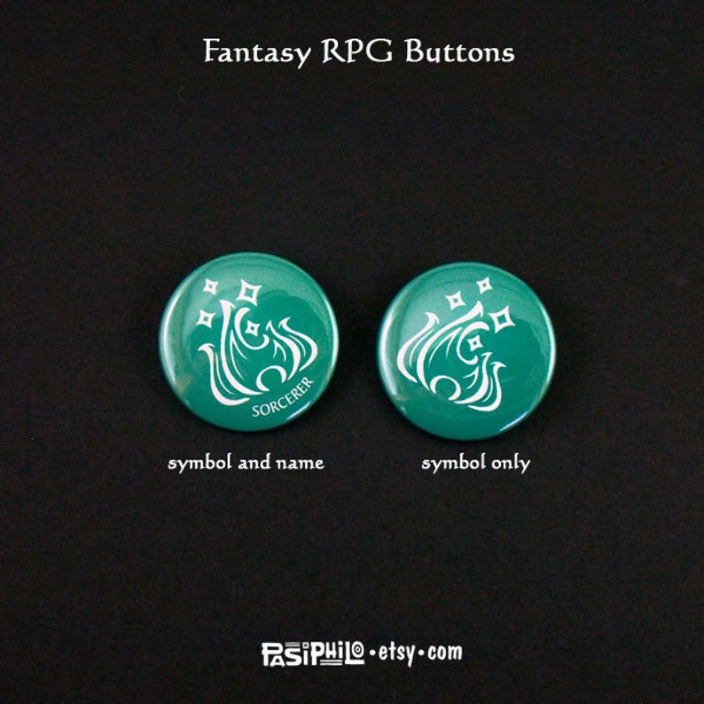 Set of 12 Fantasy Roleplaying RPG Class Symbol Buttons White | Etsy