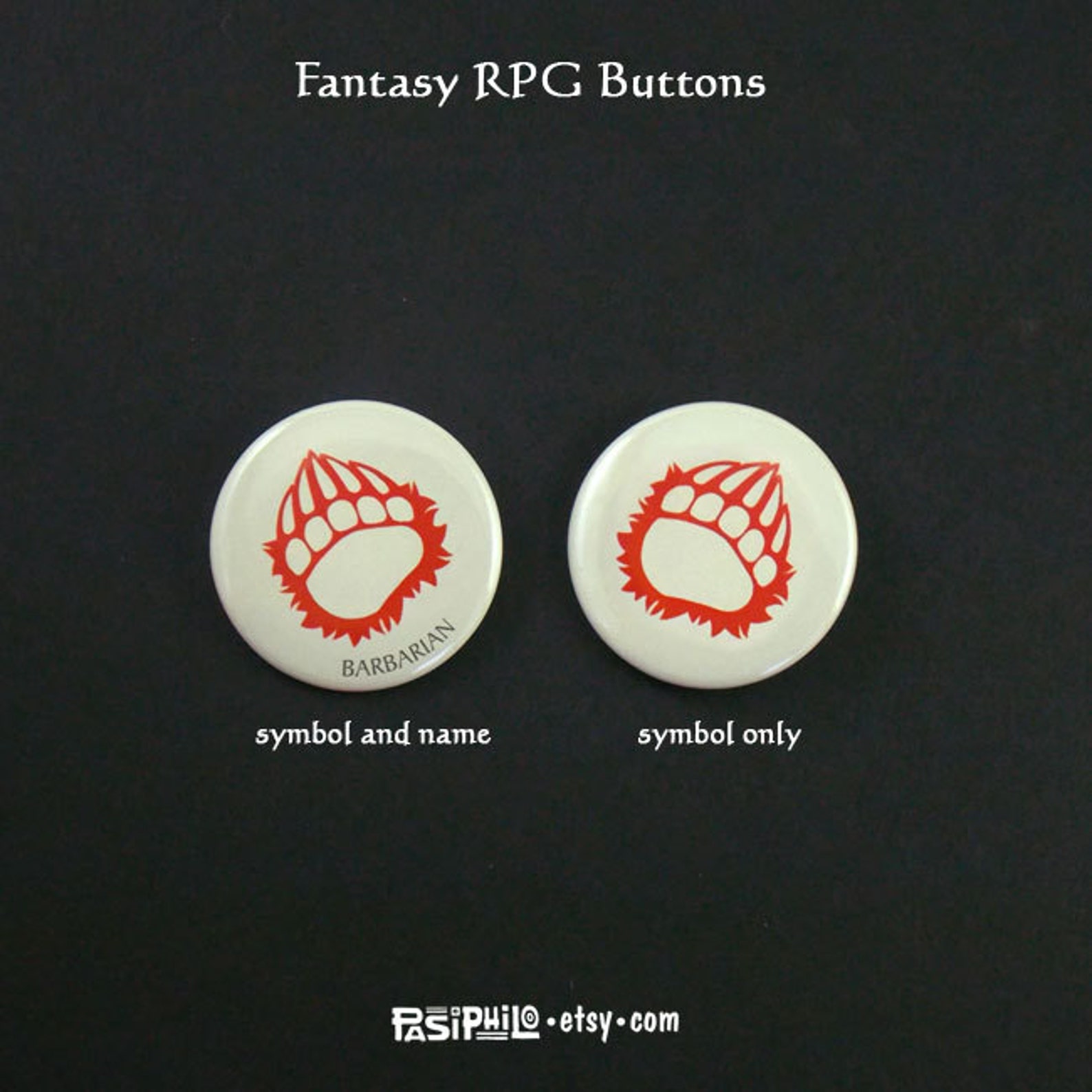 Set of 12 Fantasy Roleplaying RPG Class Symbol Buttons, Colour on Light ...