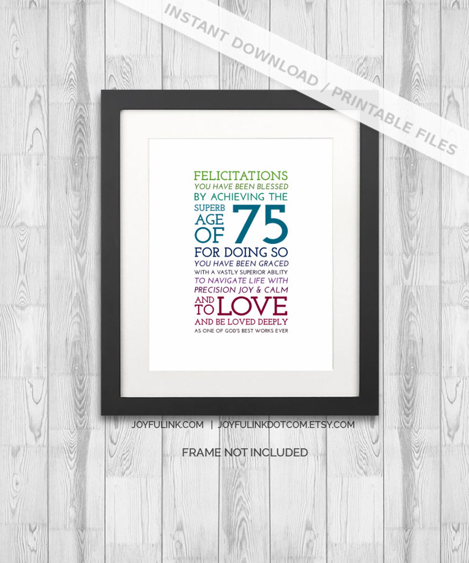 Birthday Gift For 75 Year Old Woman Or Man Easy 8x10 Etsy birthday-gift-for-75-year-old-woman-or-man-easy-8x10-etsy