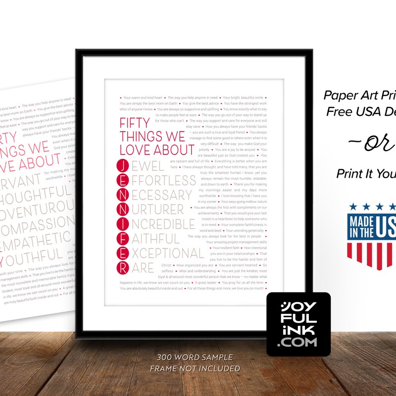 50 Things We Love About You - Etsy