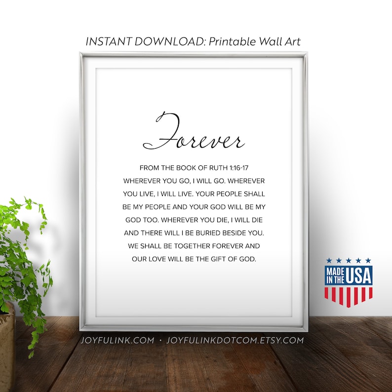 Christian Marriage Quotes PRINTABLE Forever Ruth 1 16-17 - Etsy