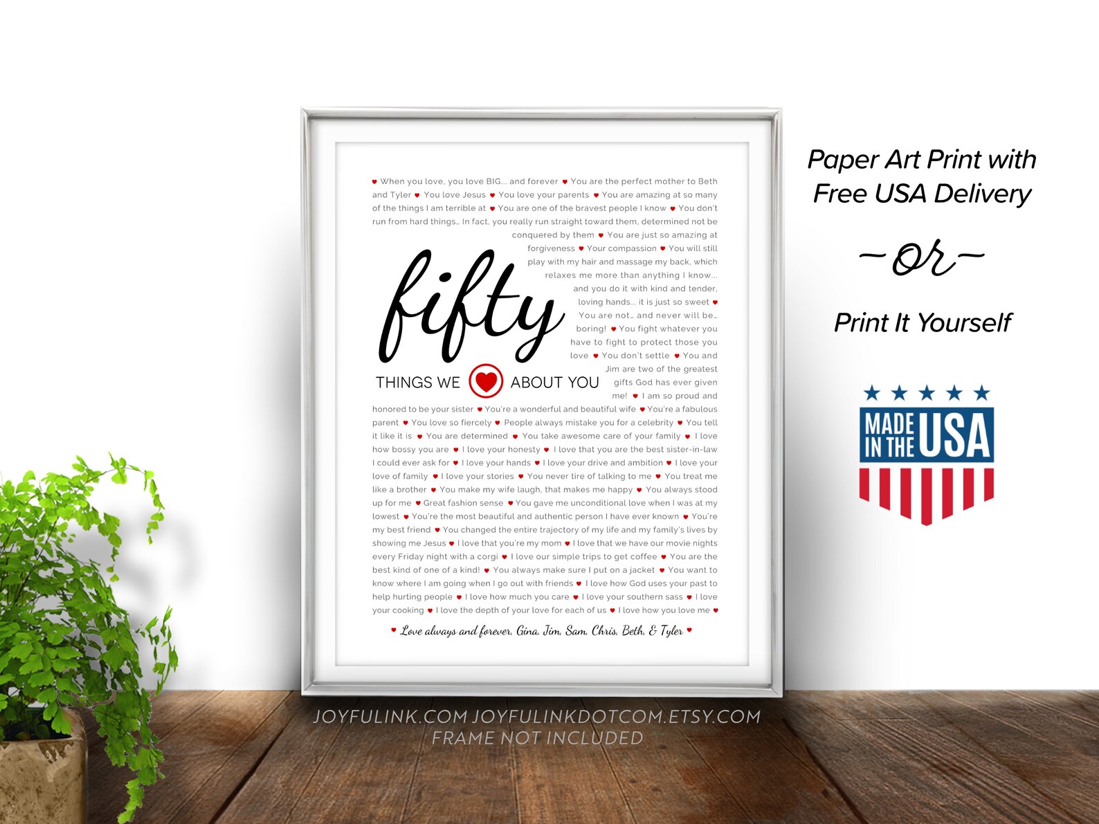 50 Things We Love About You. Paper Print OR Digital. 50th - Etsy Canada
