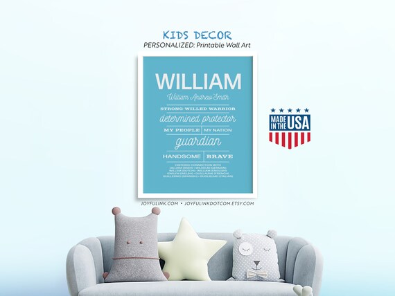 WILLIAM. Printable Name Sign for Nursery Boys Teenagers or - Etsy