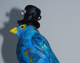 Bird with top hat | Etsy