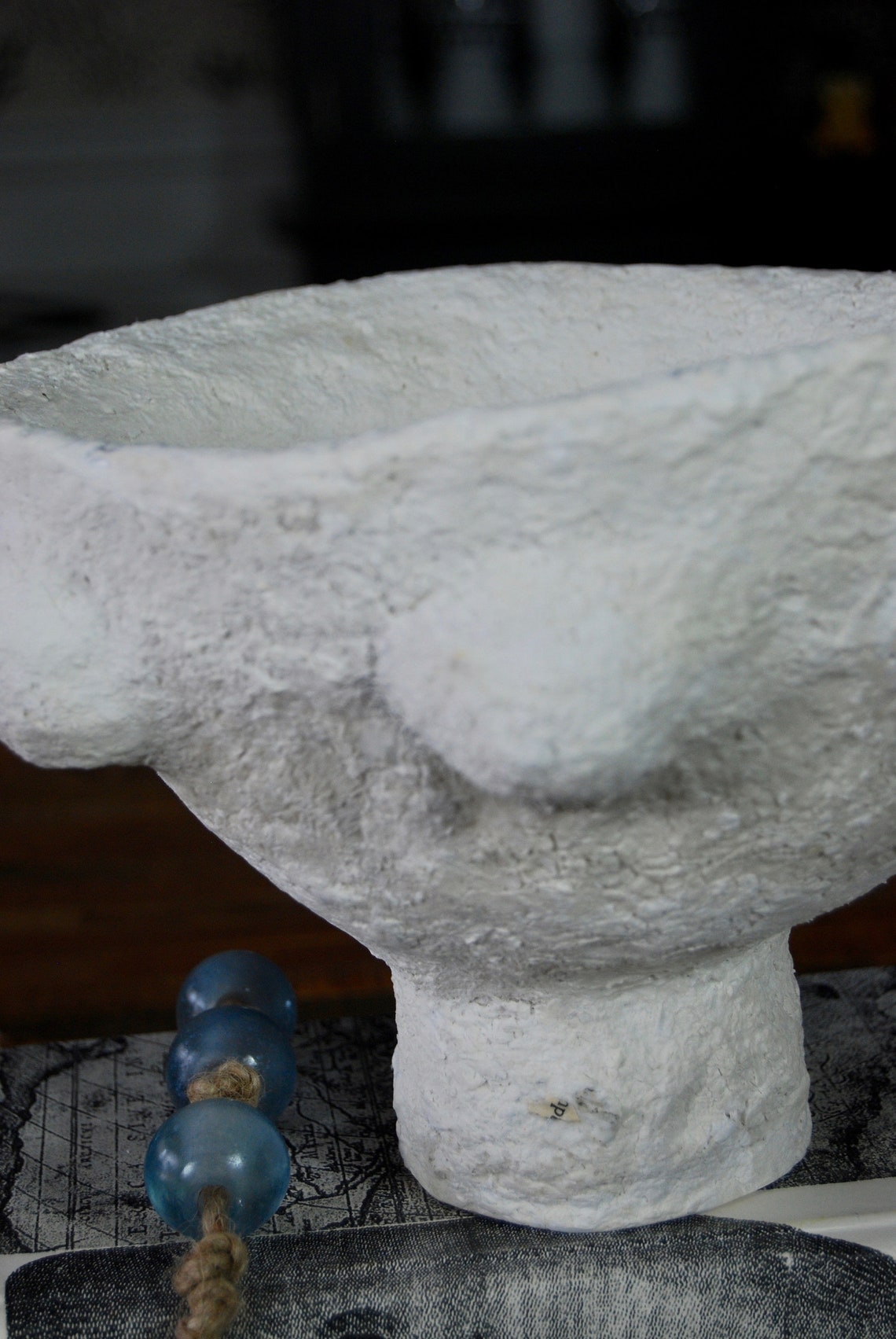 Paper Mache Large Stud Bowl Contemporary Earth Vessel Unique Sculpture ...