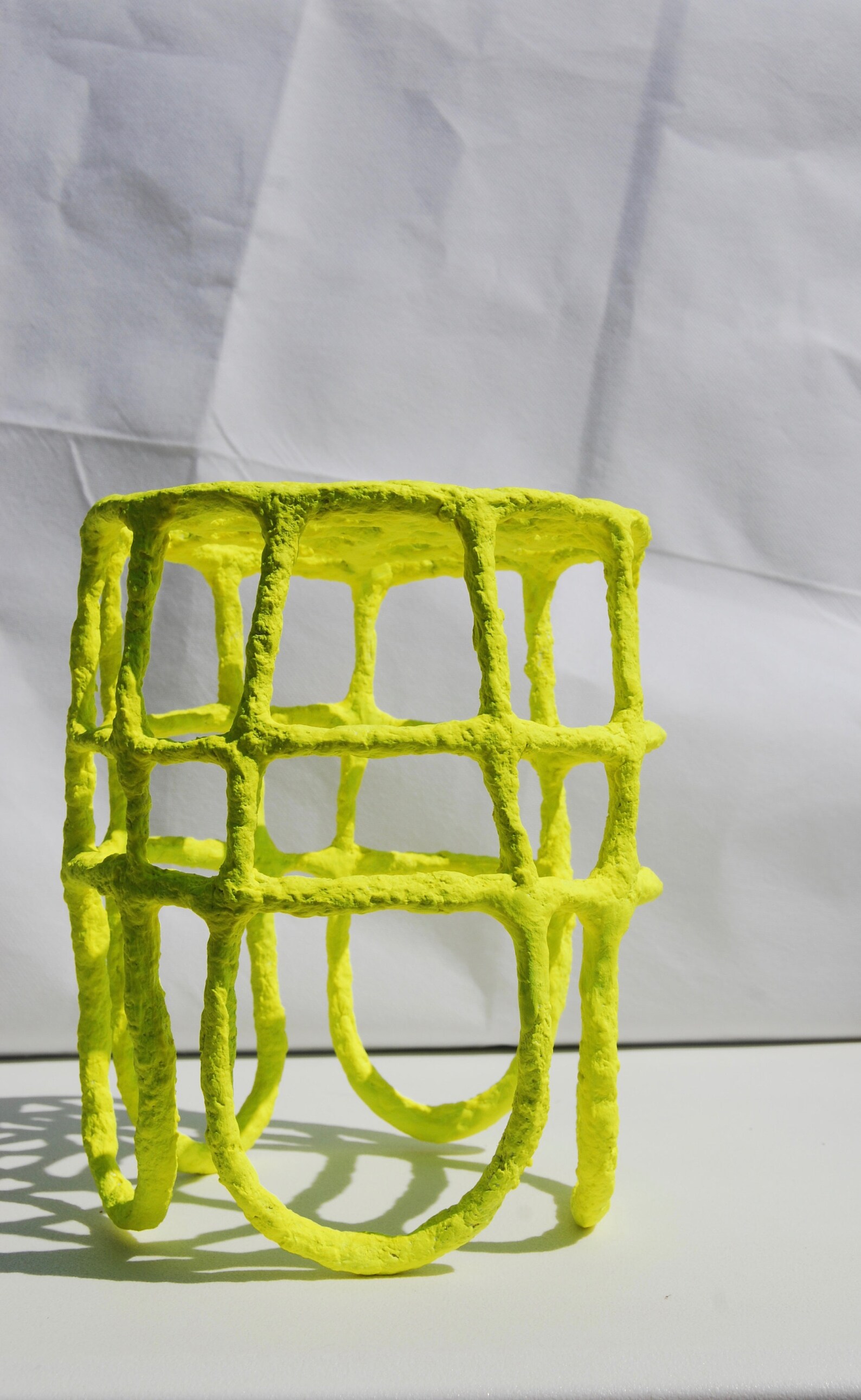 Clay Sculptural Basket Medium Florescent Yellow Sculpture Boho Decor - Etsy