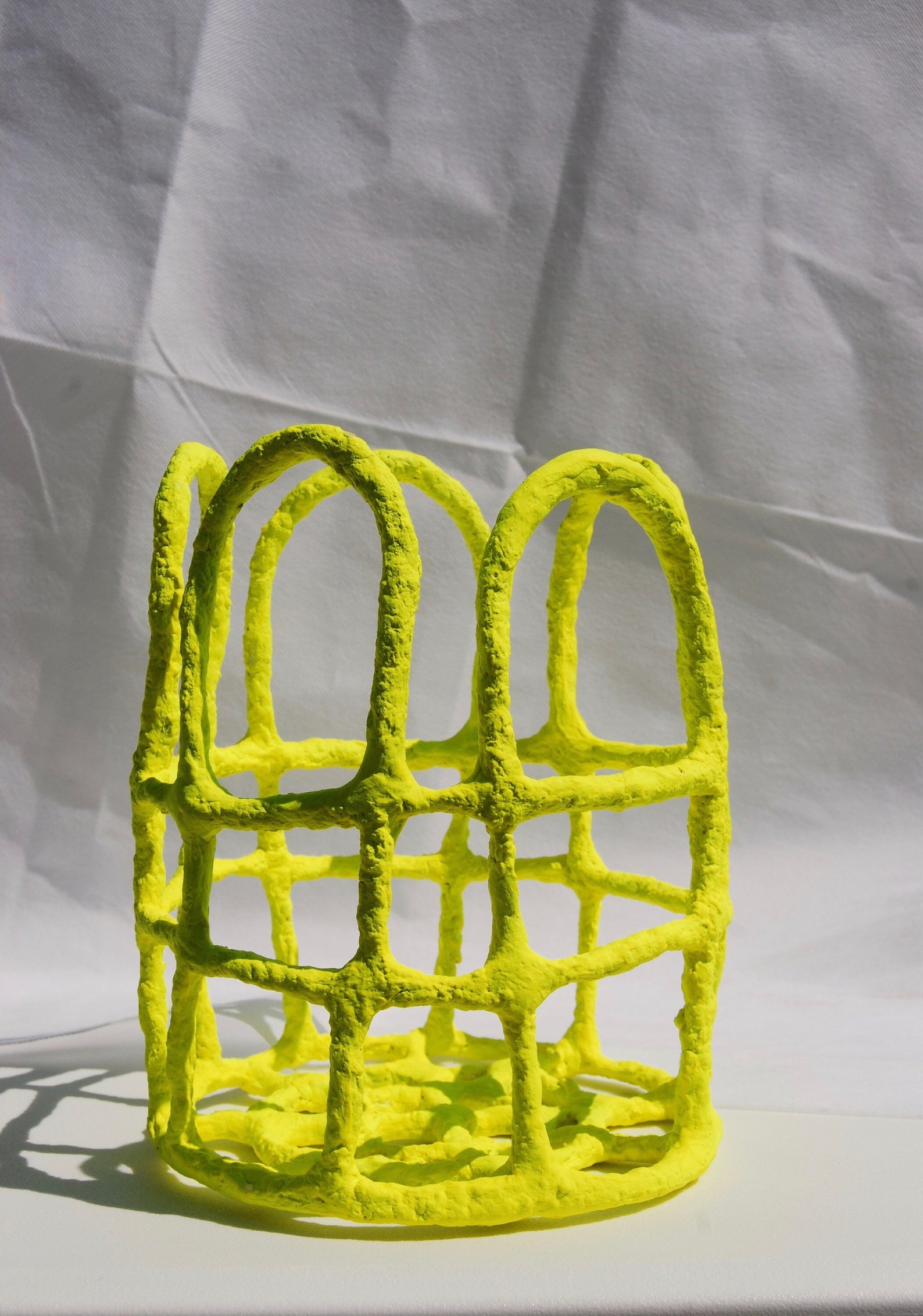 Clay Sculptural Basket Medium Florescent Yellow Sculpture Boho Decor - Etsy
