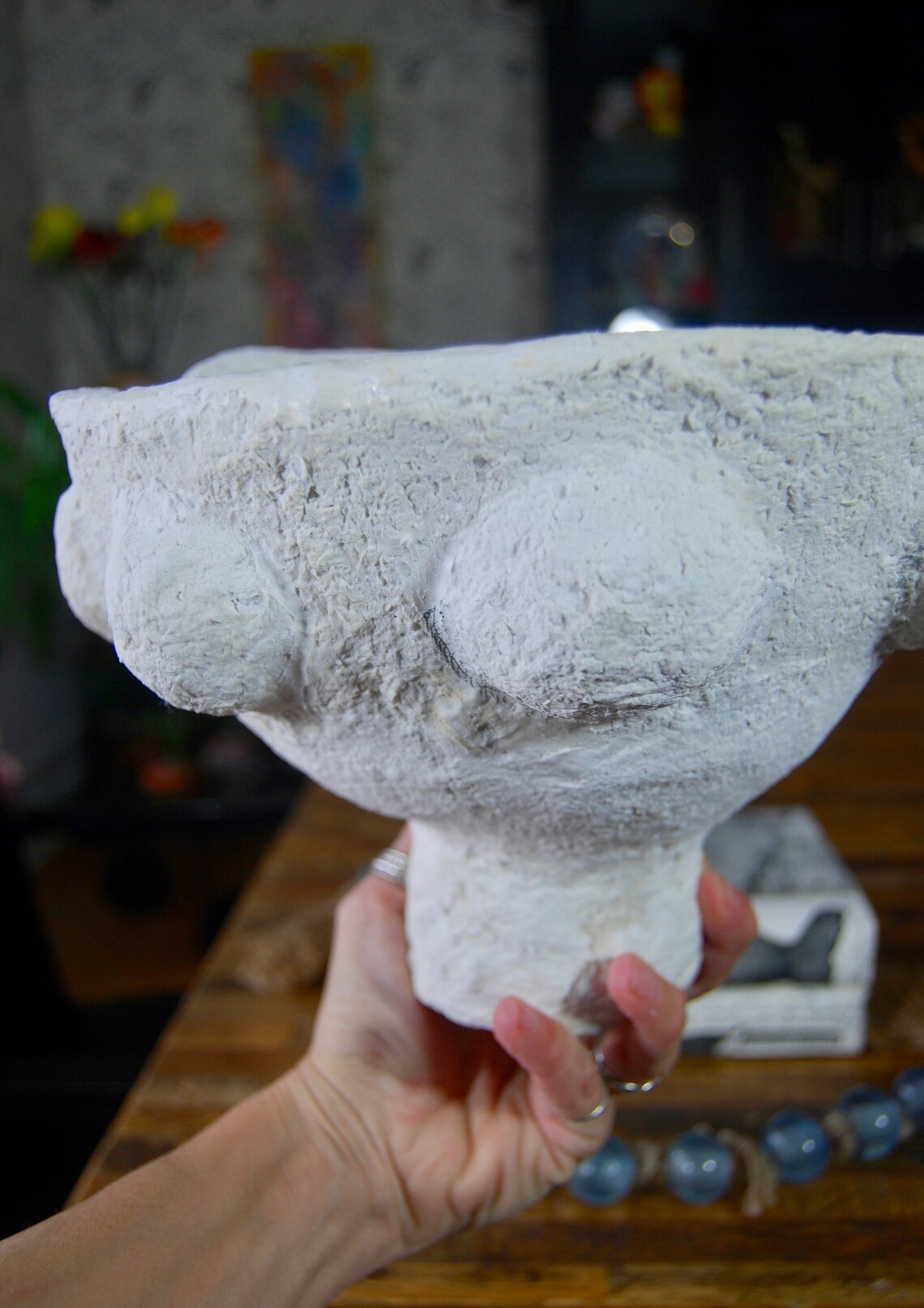 Paper Mache Large Stud Bowl Contemporary Earth Vessel Unique Sculpture ...