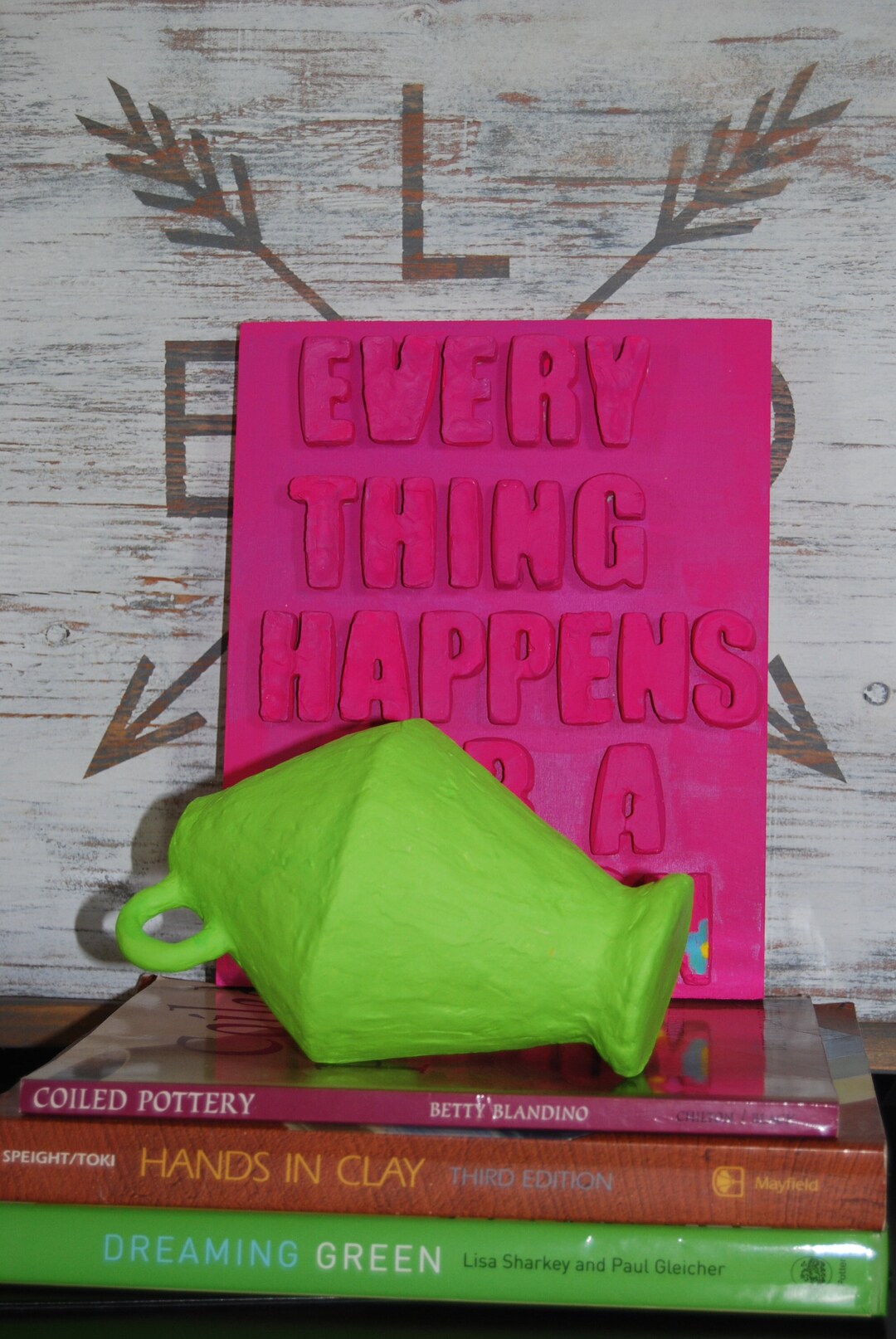 Paper Mache Lime Vessel 70's Boho Contemporary Decor Sustainably ...