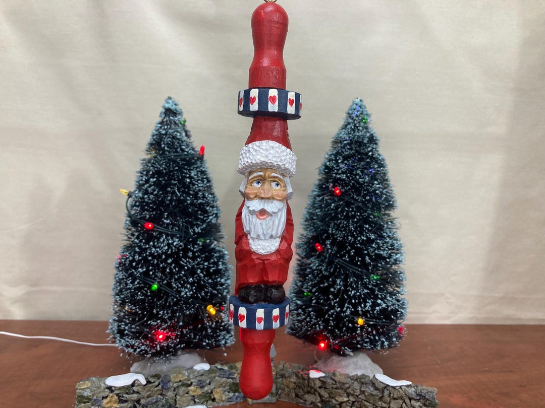 Hand Carved Santa Ornament in A Craft Rolling Pin - Etsy
