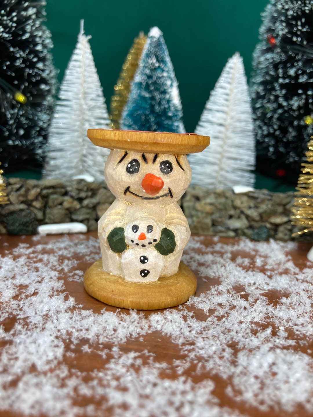 Snowman Hand Carved Into A Vintage Wooden Thread Spool - Etsy