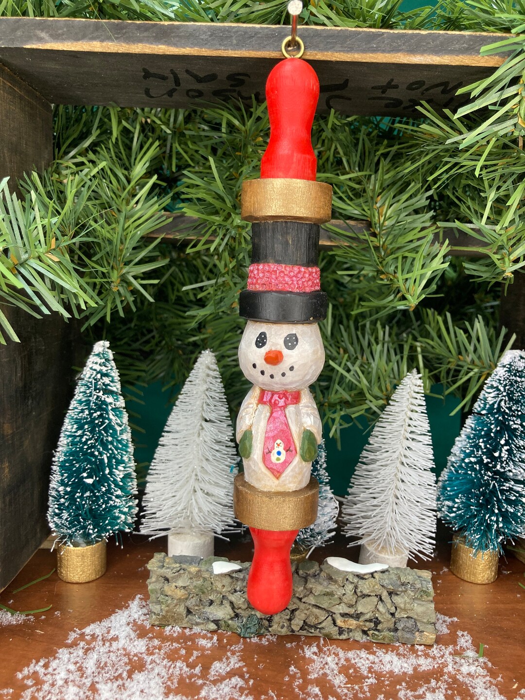Full Body of A Snowman Hand Carved Into A Craft Rolling Pin - Etsy