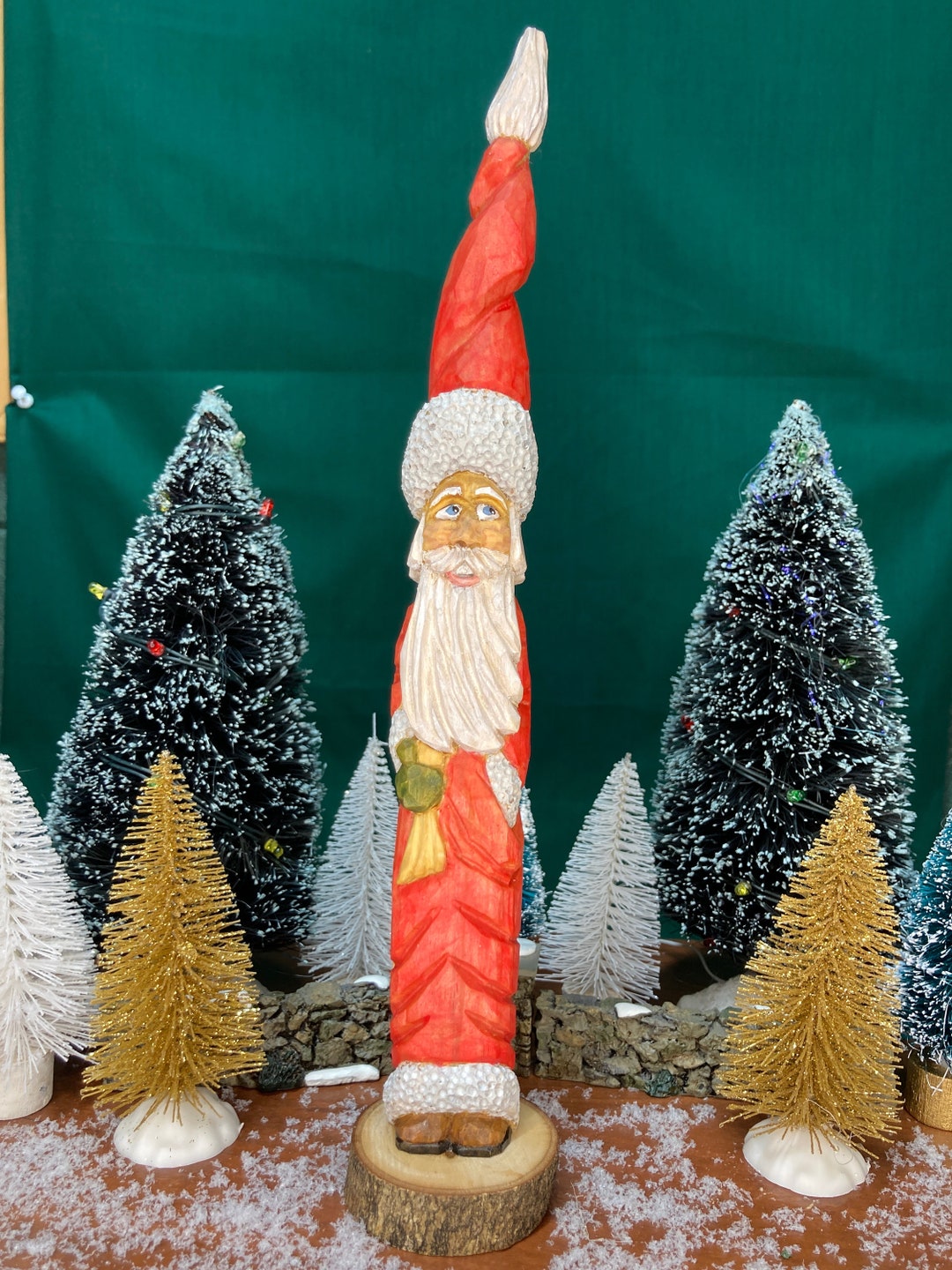 Hand Carved Santa Figure With His Sack Over His Shoulder - Etsy
