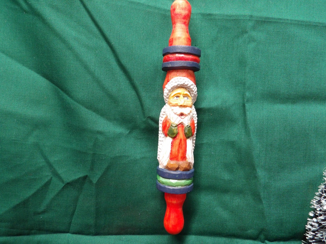 Hand Carved Full Body Santa in A Craft Rolling Pin - Etsy