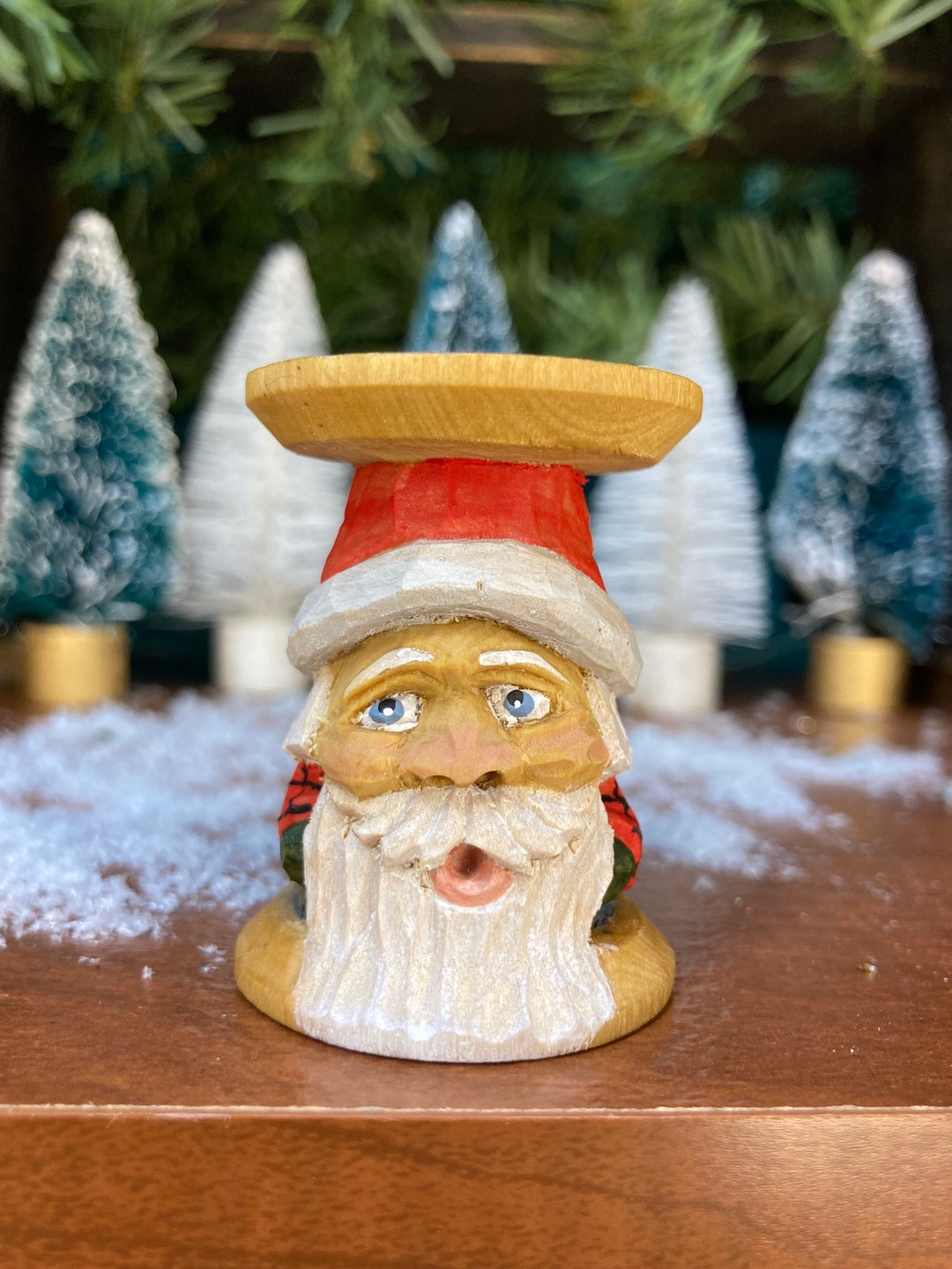 Full Body of Santa Hand Carved Into A Vintage Wooden Thread Spool - Etsy