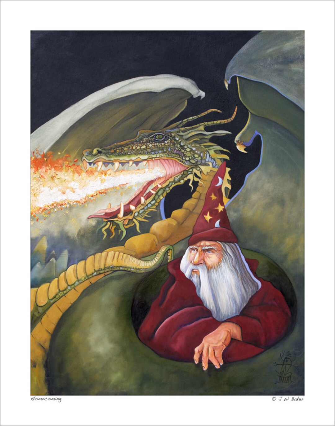 Wizard With a Dragon - "homecoming" - Fantasy Art / Illustration ...