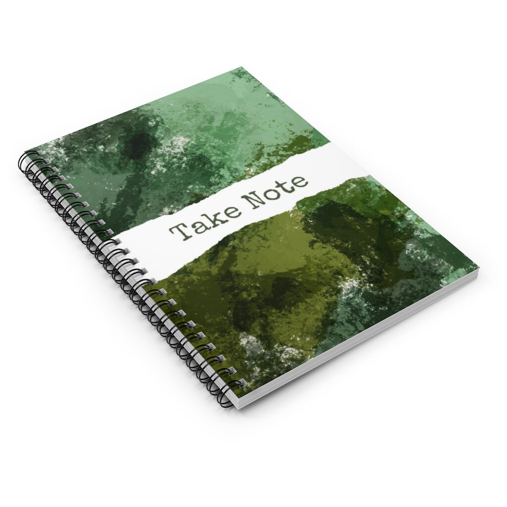 Dark Green Watercolor With "take Note" Spiral Notebook/diary/journal ...