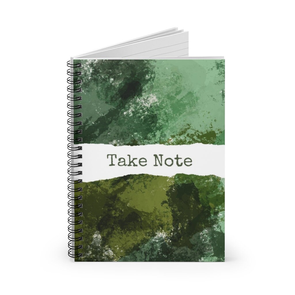 Dark Green Watercolor With "take Note" Spiral Notebook/diary/journal ...
