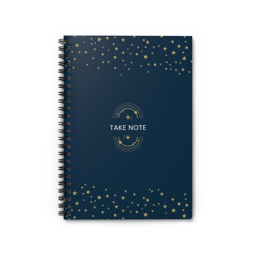 Navy & Gold Stars With "take Note" Spiral Notebook/diary/journal ...