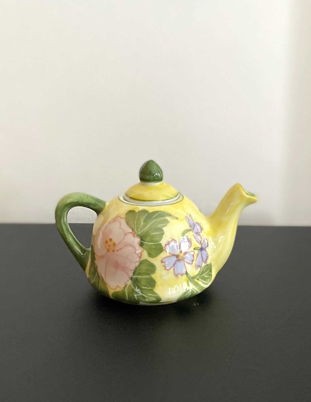 Small Andrea by Sadek Collectible Teapot, Yellow, Green, Lilac and Pink ...