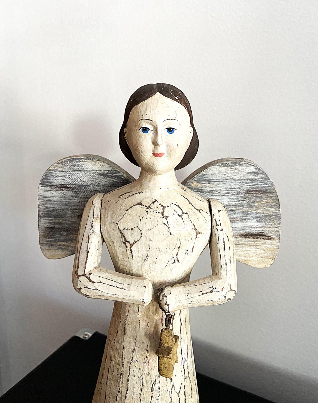 Hand Carved Wooden Angel, Santos Cage Angel, Primitive Angel, Angel ...