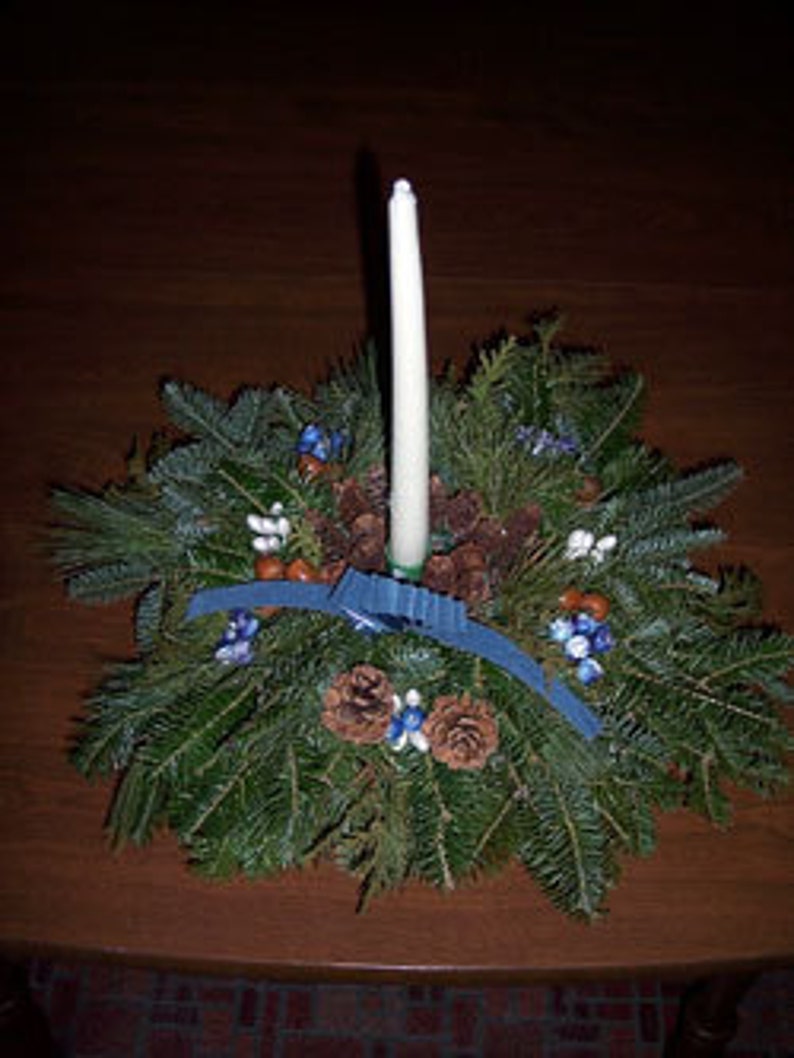 Blueberry Balsam Centerpiece With One Candle - Etsy