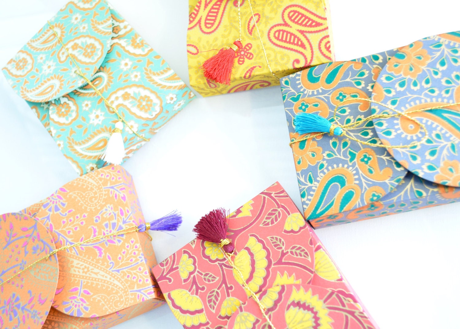 Flat Gift Box With Tassel Wedding Favor Boxes Indian Wedding | Etsy