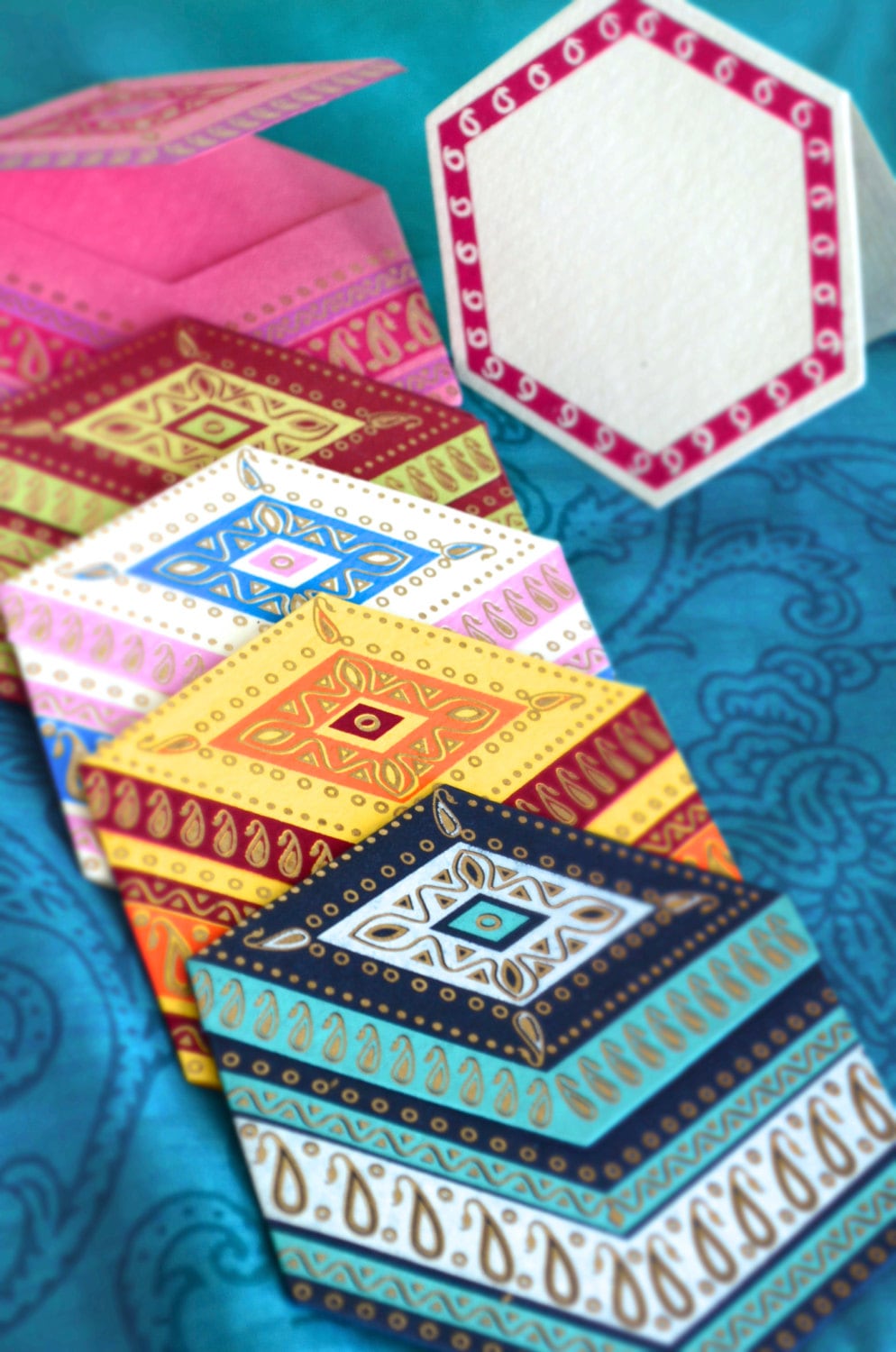 5 Hexagon Greeting Cards With Envelopes Holiday Gift - Etsy